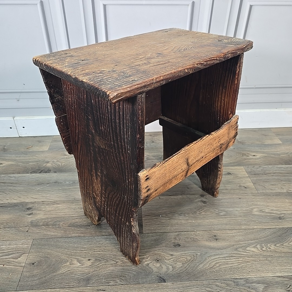 Antique Wooden Stool Orkney Creepie Rustic Brutalist Milking Foot Side ...