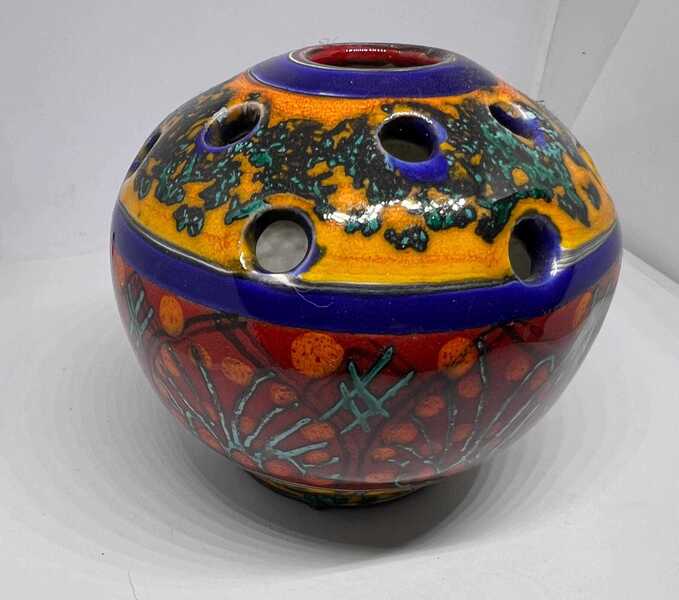 Vintage Italian Flower Frog Ikebana Hand Painted Ceramic Colourful ...