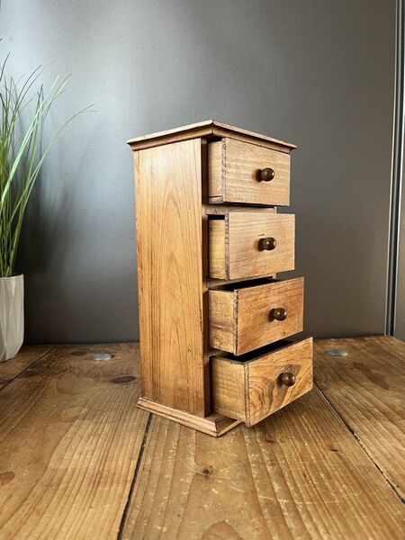 Vintage Miniature Apprentice Piece Pine Wooden Chest Of Drawers Desk ...