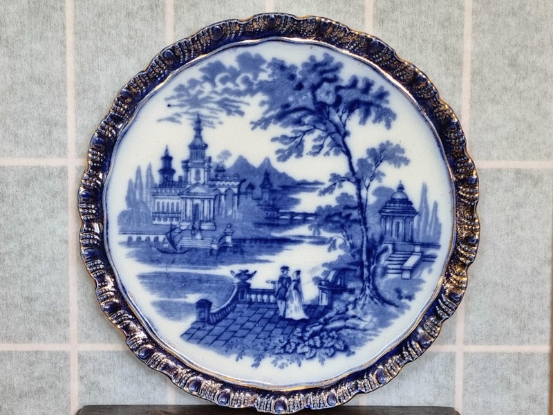 Florence Pattern Flow Blue Plate | Barkers & Kent Pearlware ...