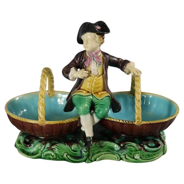 Rare Minton Majolica Figure With Baskets | Vinterior