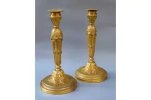 French Antique Pair Neoclassical Ormolu Flambeaux | Vinterior