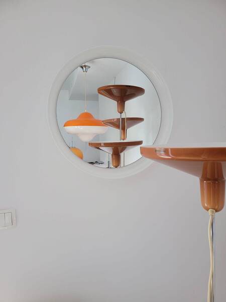 Large White Plastic Mirror, Space Age Mirror, Mid Century Wall Mirror ...