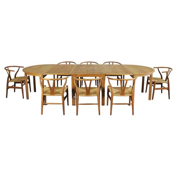 Dining Room Set With Borge Mogensen Table And Eight Ch24 Chairs By Hans ...