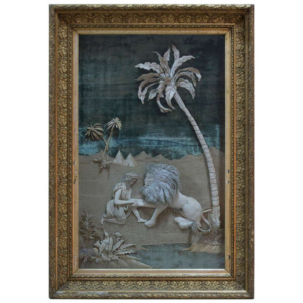 Napoleon III Picture "St Jerome And The Lion" In Fabric France, 19th ...