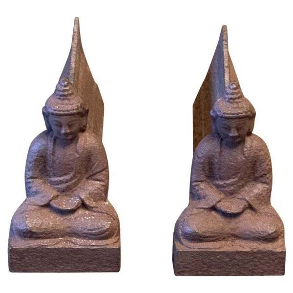 Rare French 'Buddha' Andirons, Fire Dogs, 19th Century | Vinterior