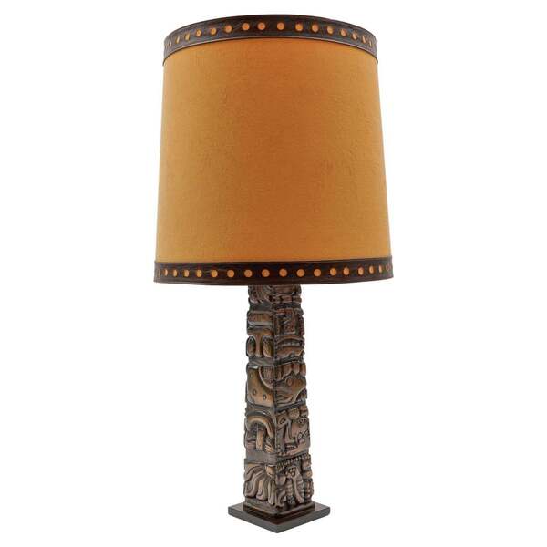 Hand Carved Wooden Mayan Totem Table Lamp By Temde Honduras ...