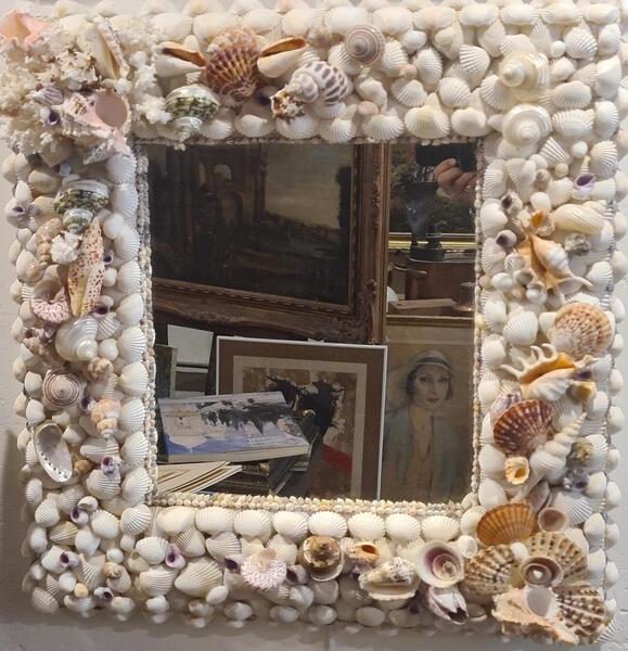 Large Rococo Baroque Style Shell Encrusted Grotto Wall Mirror | Vinterior