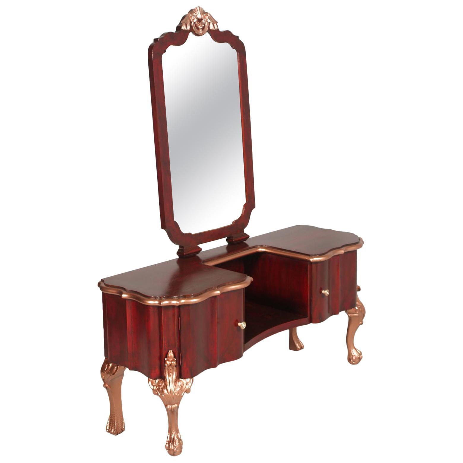 Early 20th Century Venetian Baroque Vanity, Mirrored Console, Dressing ...