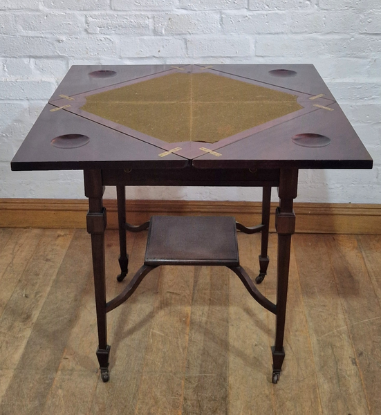 Antique Victorian Envelope Games Table Fold Out Poker Table | Vinterior