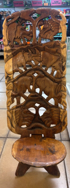 Antique African Carved Tribal Wooden Chief/ Birthing Chair | Vinterior