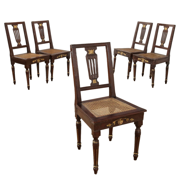 Antique Neo Classical Chairs Walnut Metal Italy XVIII Century | Vinterior