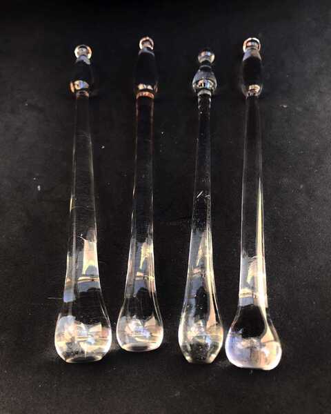 Swizzle Sticks Glass Set 4 Handmade Vintage Drink Stirrers Cocktail ...