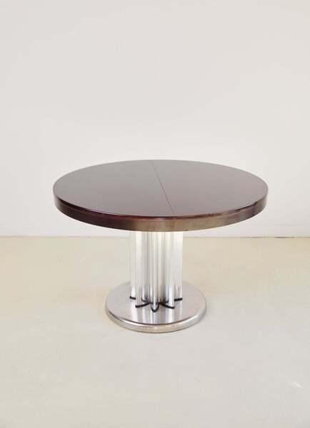 Extendable Chrome Base Dining Table In The Mannor Of Willy Rizzo ...