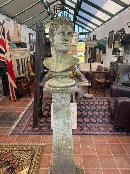 Antique Stone Plinth With Classical Bust | Vinterior