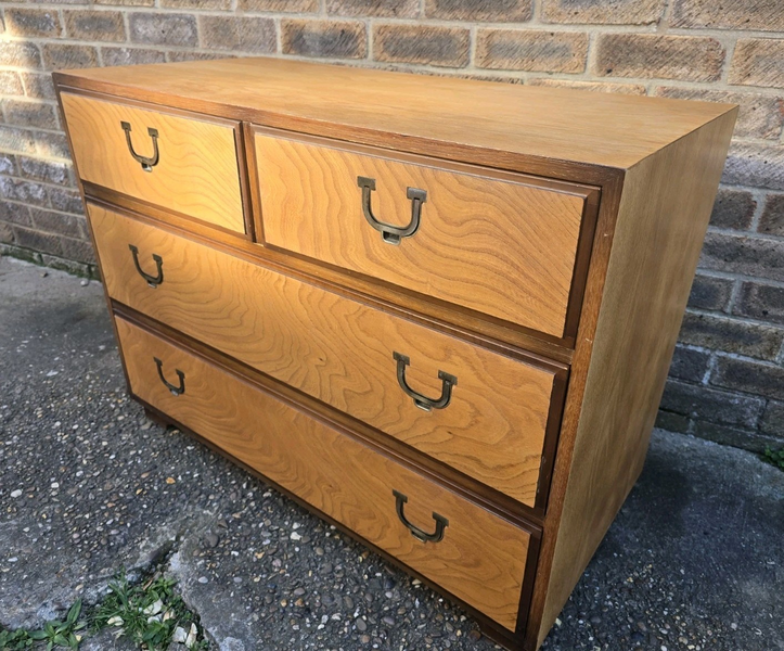 Vintage Teak Chest Of Drawers Brass Inset Loop Handles Mid Century ...