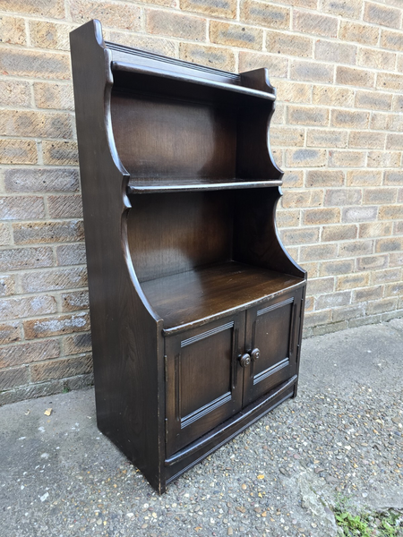 Vintage Elm Wood Waterfall Bookcase & Cabinet Ercol Heavy Well Made ...