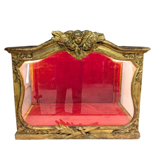 19th Century Gilded Wood Religious Object Display Case | Vinterior