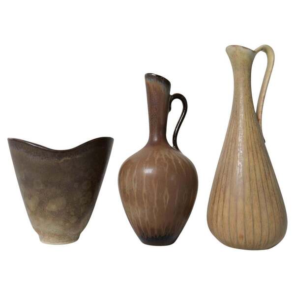 Collection Of 3 Ceramic Vessels By Gunnar Nylund Rörstrand Sweden ...