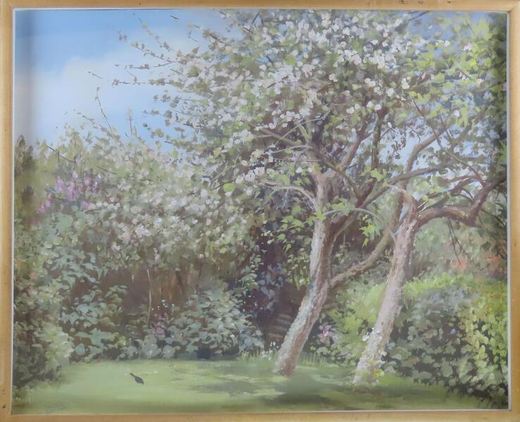 Anthony Dayoriginal Gouache, Anthony Day, "A Quiet Corner Of The Garden ...