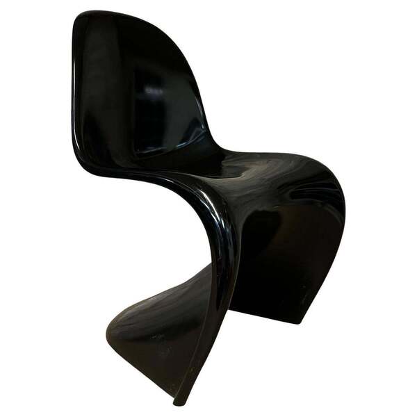 Verner Panton, Orginal Heavy Fibreglass Black Stacking Chair By Vitra ...