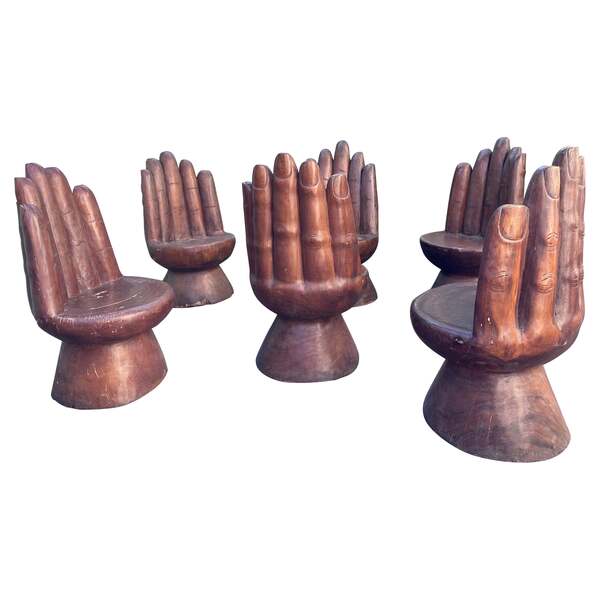 Set Of 6 Wooden « Hands » Chairs | Vinterior
