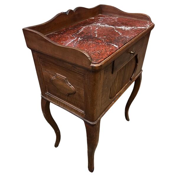 19th Century French Hand Carved Walnut Night Stand With Marble Top ...
