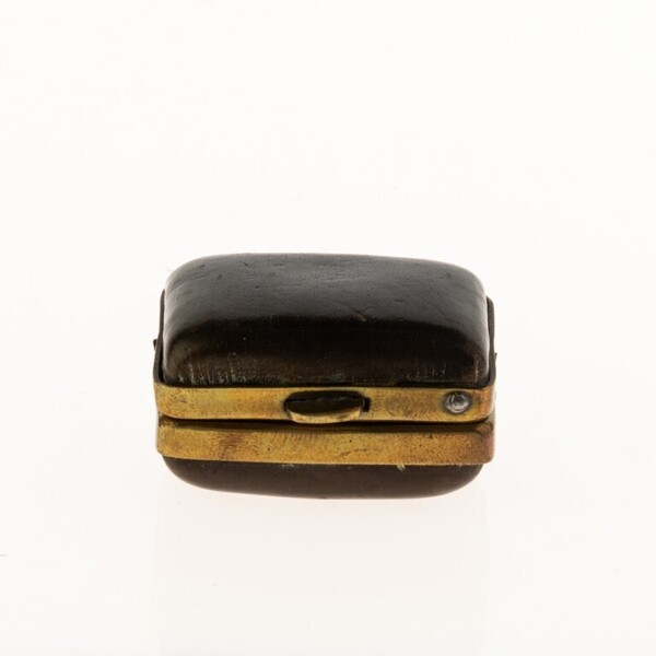 Antique Victorian Leather & Brass Pill Box 19th Century | Vinterior