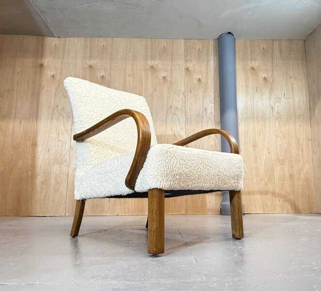 Parker Knoll Pk 704 1940’s Oak Armchair In (Faux) Lambs Sheep Fleece ...