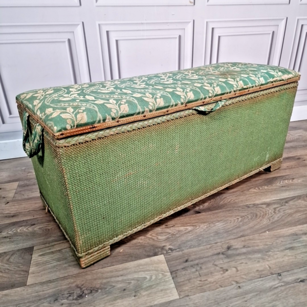Retro Vintage Mid Century Trunk Storage Woven Wicker Blanket Box ...