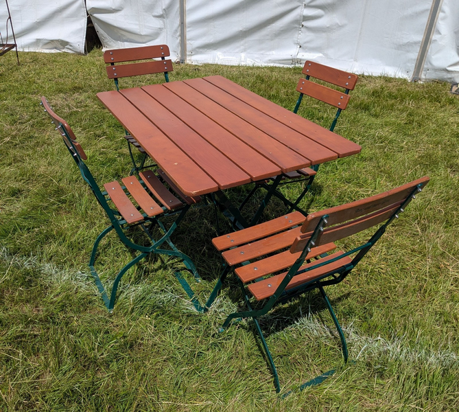 Vintage Dutch Folding Cast Metal & Wood Patio Set Delivery Available ...