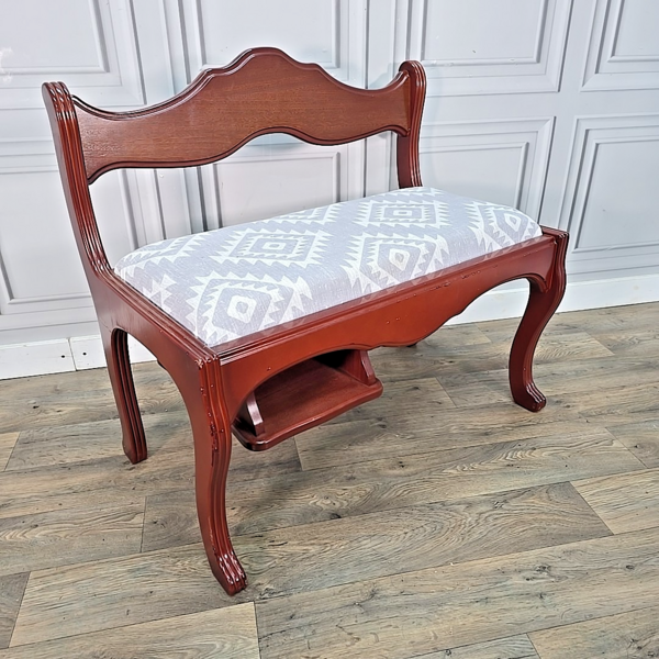 Vintage Mahogany Telephone Table Seat Hall Bench With Shelf ...