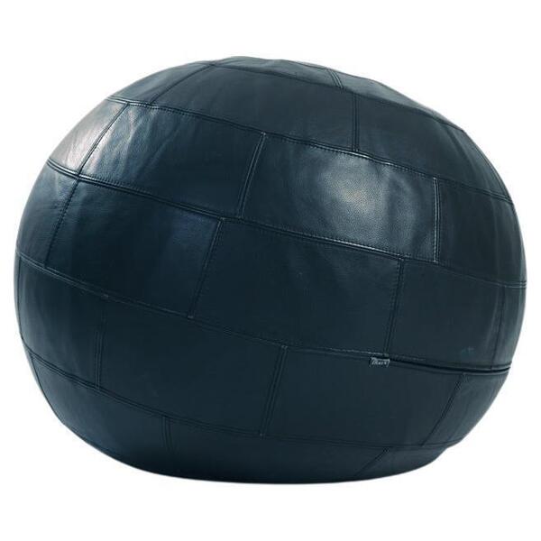 Seating Ball Pouf, Black Wapiti Leather, Sculptural Pop Up, Dutch ...