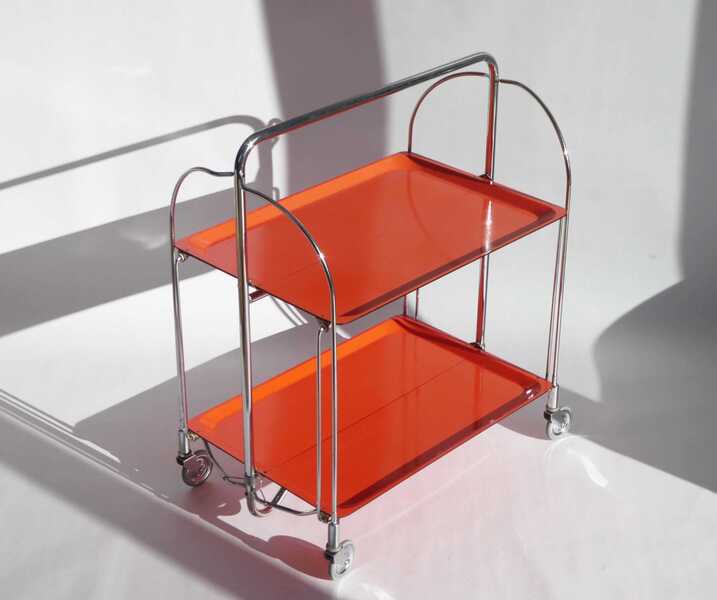 Iconic Vintage Red Foldable Bar Cart, Rare 60’s Dinett Serving Trolley ...