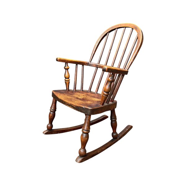 Rare Antique Victorian Circa 1850 Ash Elm Childrens Windsor Rocking ...