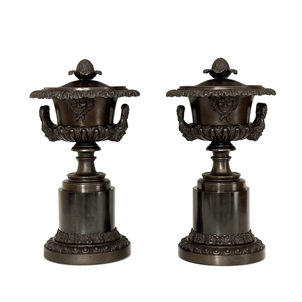 Antique Grand Tour Style Bronze Urns & Covers | Vinterior