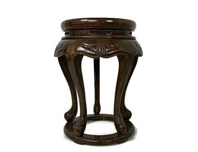 Hand Carved Wooden Heavy Chinese Hocker Pedestal Plant Stand Bonsai ...