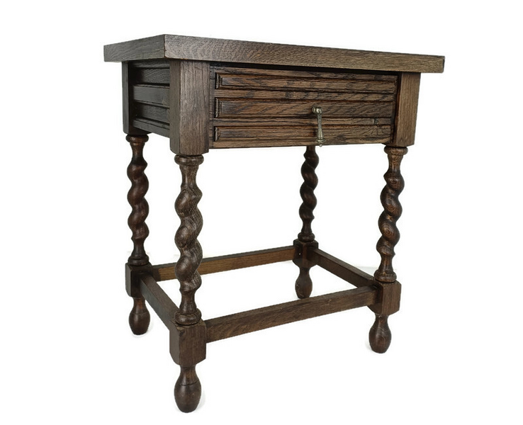 Barley Twist Wooden Side Table Desk Barn Country Style Mid Century ...