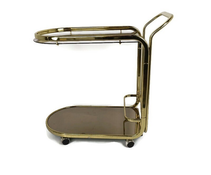 Bar Cocktail Tea Cart Trolley Hollywood Regency Kitchen Island Brass ...
