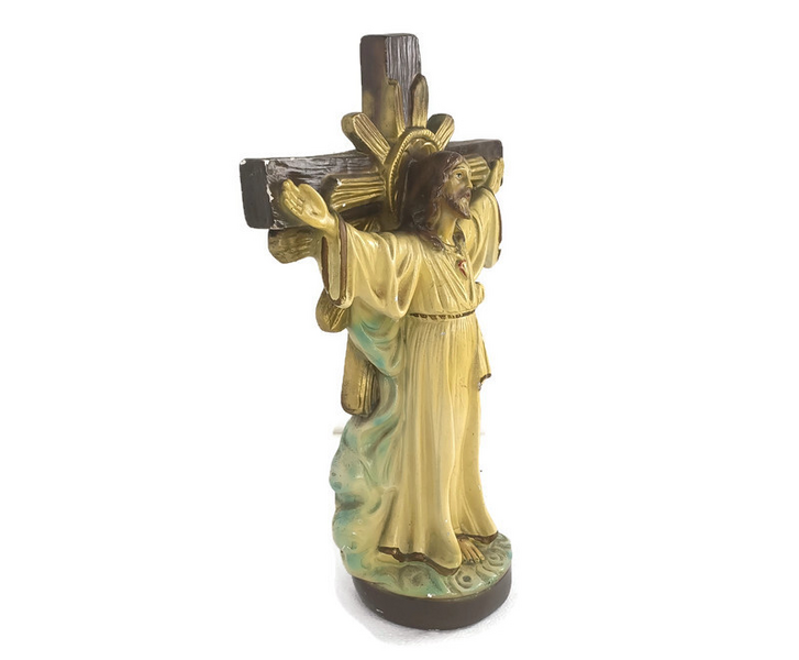 Large Antique Statue Sculpture Jesus On The Cross Crucifix Art Deco ...