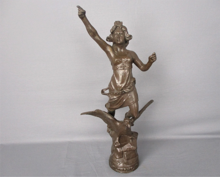 Sculpture Statue Spelter Woman Flying On Eagle Warrior Art Deco ...