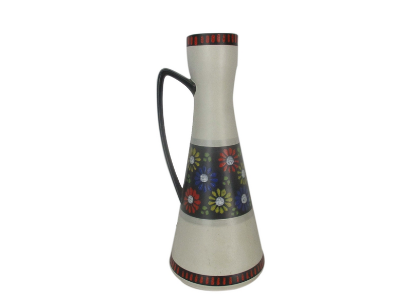 Funky Vase Pitcher Ewer Ceramic Mid Century Modern West Germany Flowers ...