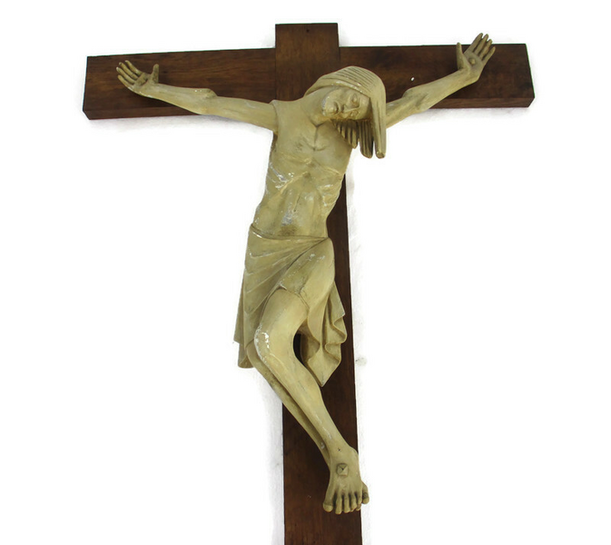 Xl Wood Hanging Crucifix Plaster Corpus Van Der Meeren Very Dramatic ...