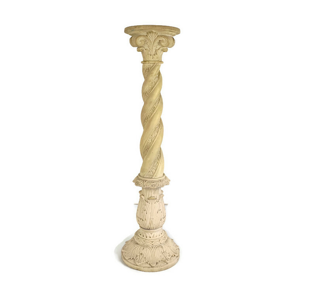 Large Column Pedestal White Marble Look Resin Signed Guelfi Ornate ...