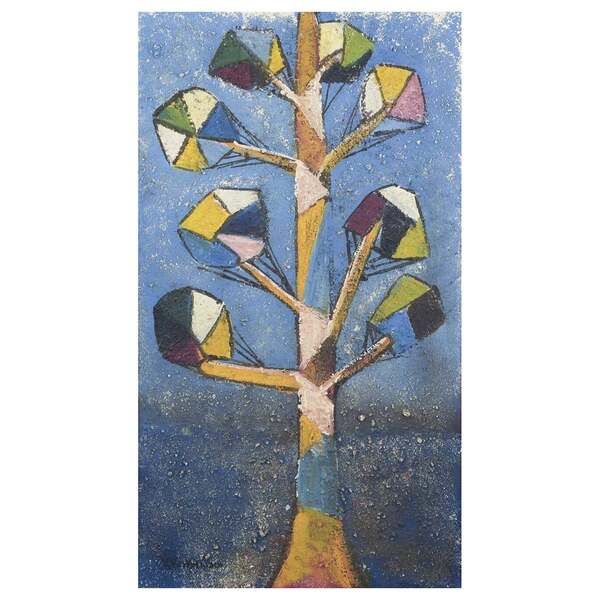 Finnish Artist. Oil On Canvas. Motif Of A Tree In Cubist Style. 1960s ...