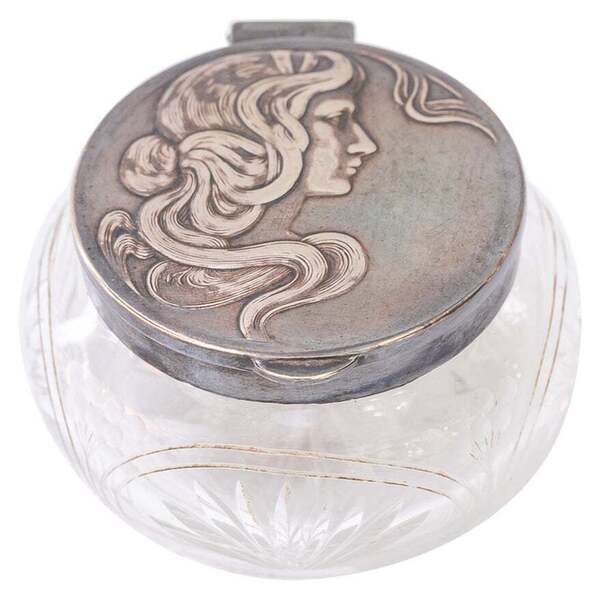 Small Silvered Jugendstil Box With Cut Glass Germany Around 1910s ...