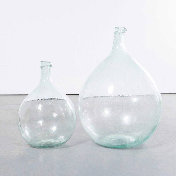 Vintage French Clear Blue Glass Demijohns – Pair | Vinterior