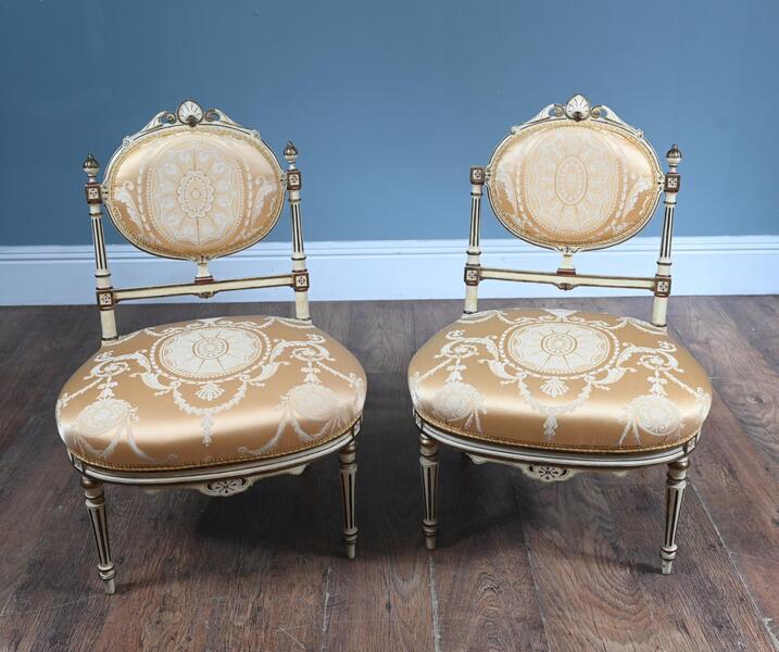 Pair French Neo Classical Chairs Painted Louis XVI Revival | Vinterior