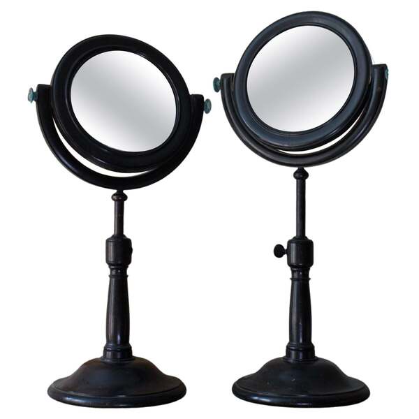 19th C Pair Of Large Optical Experimental Scientific Mirrors Concave ...