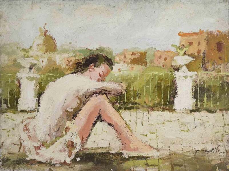 Franco Marzilliballerina On The Terrace Oil Painting By Franco Marzilli ...